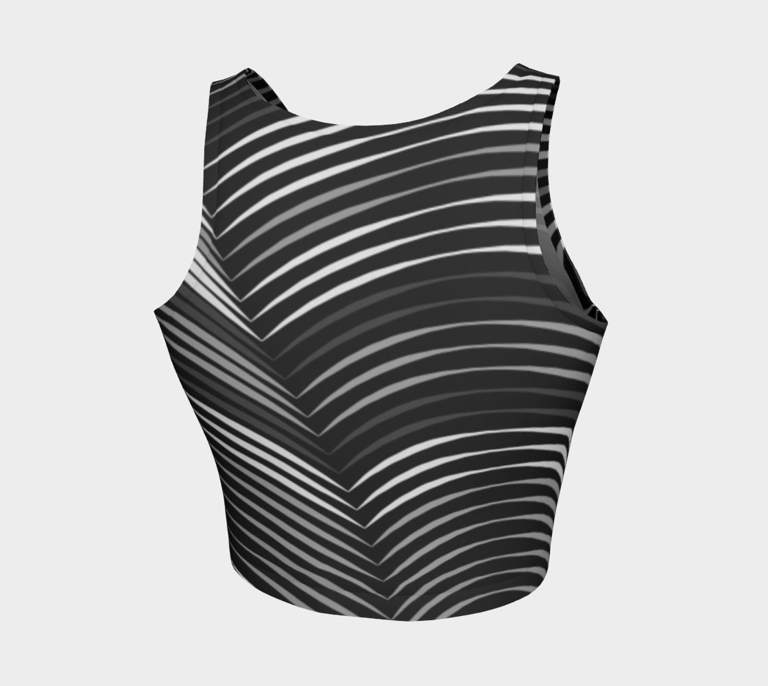 Neon Lines - Black and White Athletic Crop Top - Etsy