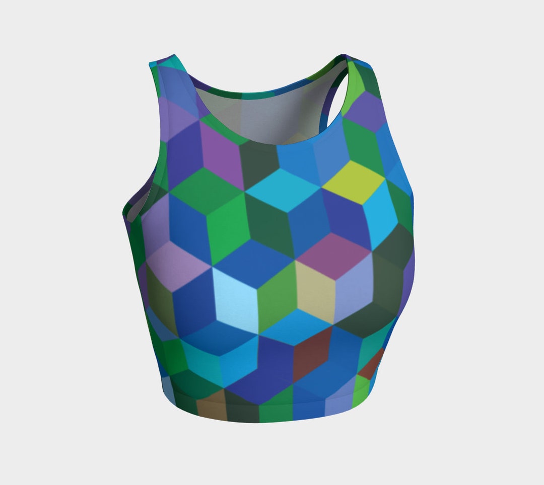 Geometrix - Cubit Blue Athletic Crop Top - Etsy