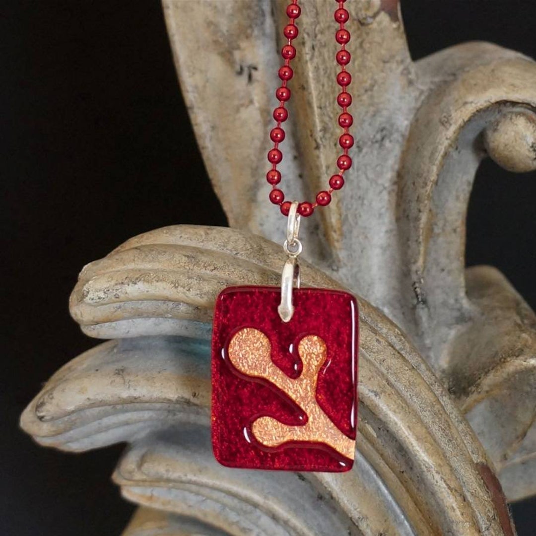 Berries Ruby Carved Dichroic Glass Pendant FREE SHIPPING - Etsy