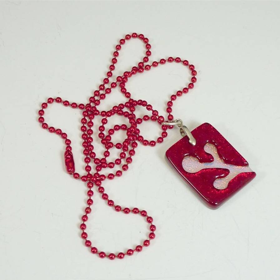 Berries Ruby Carved Dichroic Glass Pendant FREE SHIPPING - Etsy