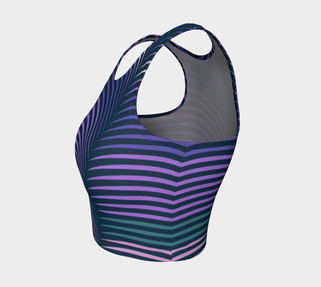 Neon Lines Deep Blue Sea Athletic Crop Top - Etsy