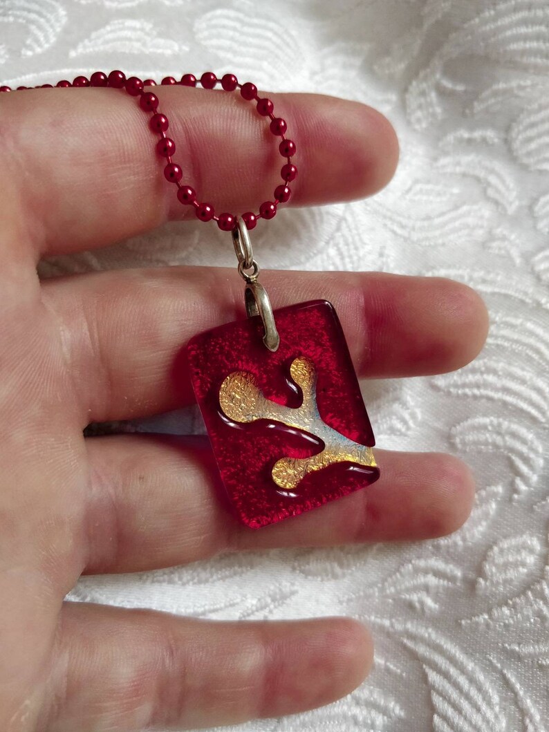 Berries Ruby Carved Dichroic Glass Pendant FREE SHIPPING - Etsy