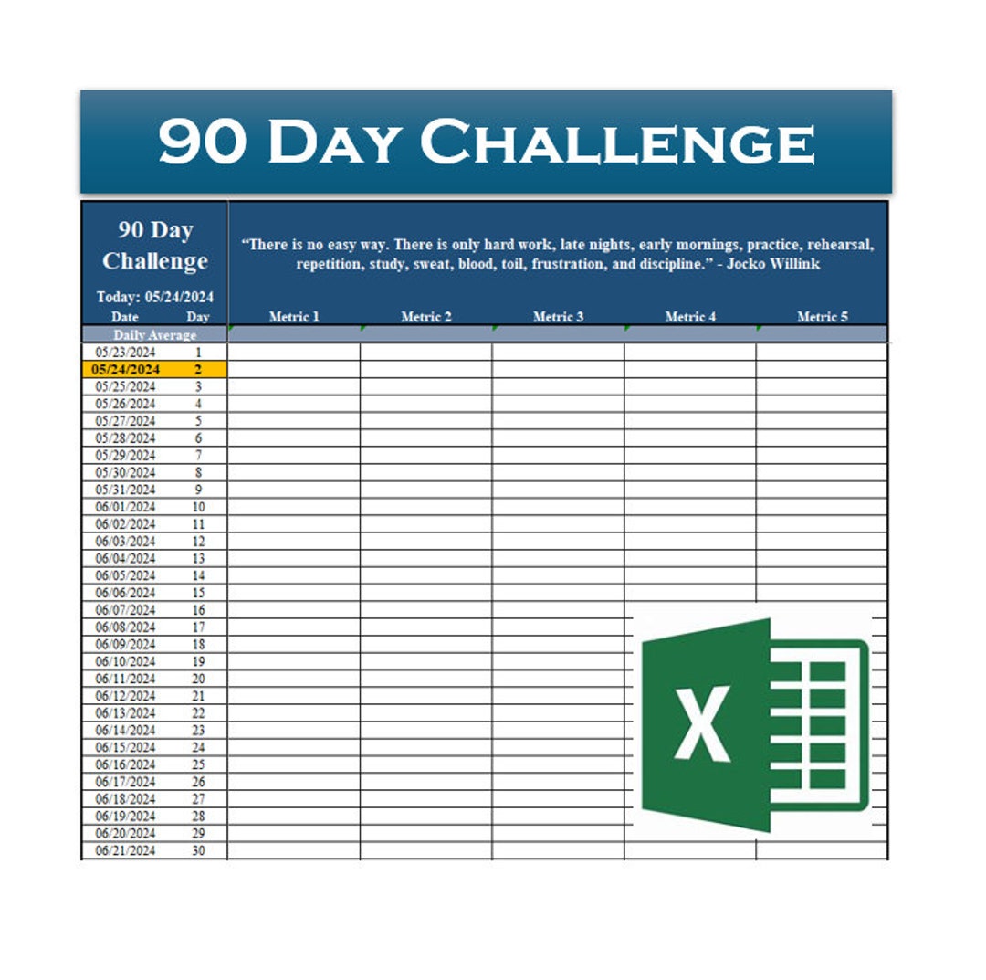 90 Day Challenge Tracker - Etsy