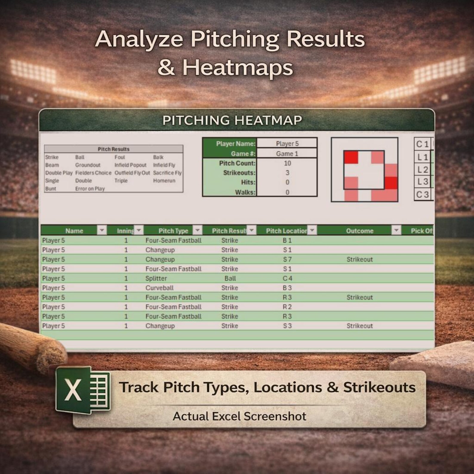 Baseball Performance Analytics Excel Tool | Optimize Coaching With ...
