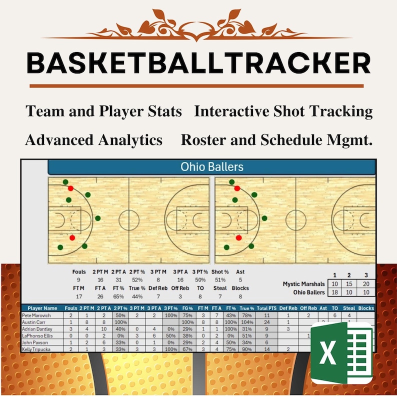 Interactive Basketball Stats Tracker for Excel - the Ultimate Tool for ...