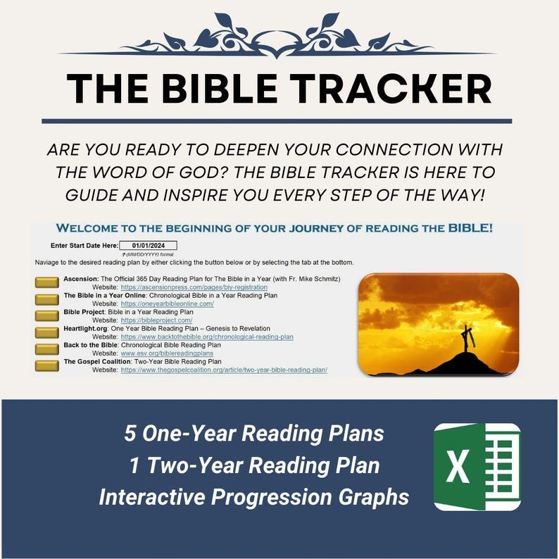 Bible Tracker - Excel Spiritual Journey Growth & Reflection Tool for ...