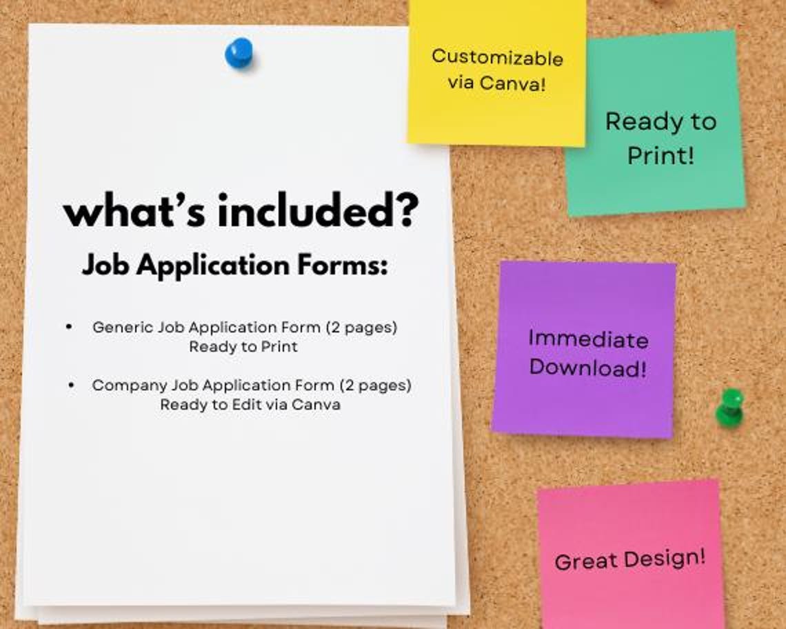 Job Application Template Form Printable, Customizable Instant Download ...