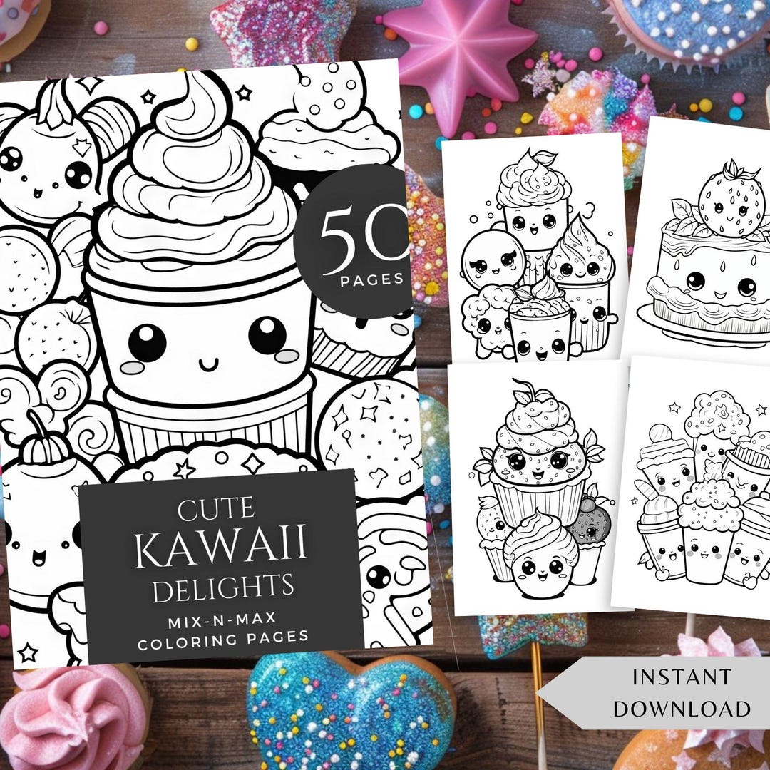 Cute Kawaii Dessert Coloring Pages Printable Sweet Treats for ...