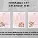 Cute Cat Calendar 2025, Cats Monthly Calendar, Adorable Printable ...