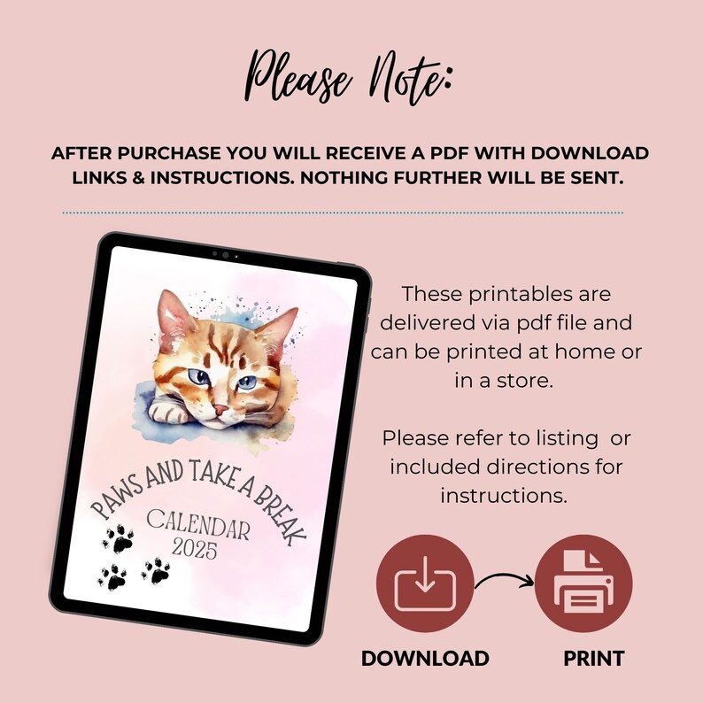Cute Cat Calendar 2025, Cats Monthly Calendar, Adorable Printable ...