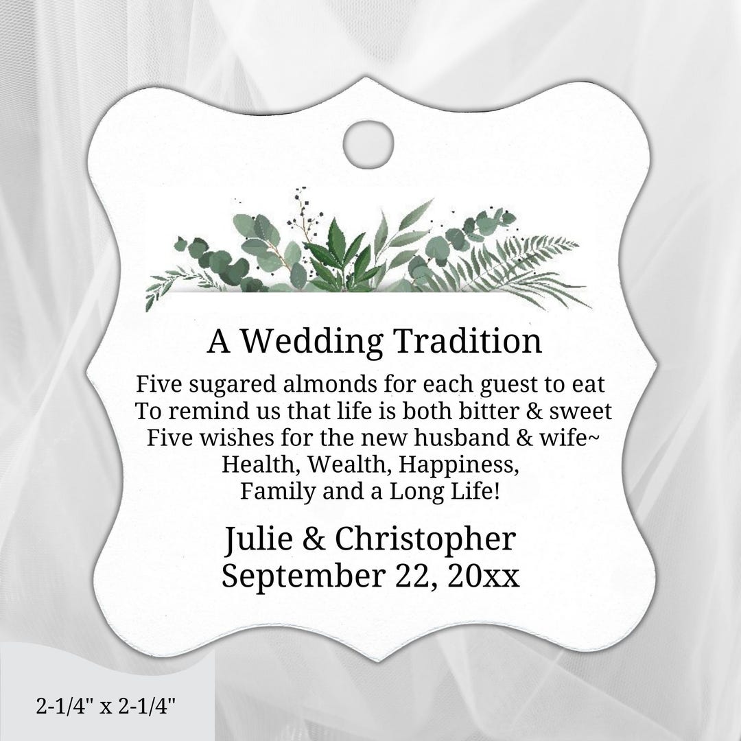 Jordan Almond Wedding Bridal Shower Favor Tag 2.25 Inch Wedding ...
