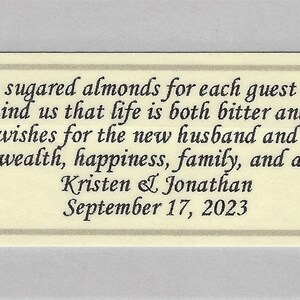 Jordan Almond Poem Favor Tag Wedding Bridal Shower Favors - Etsy