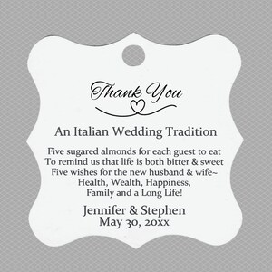 Italian Wedding Tradition Jordan Almonds Poem Thank You Design Favor ...