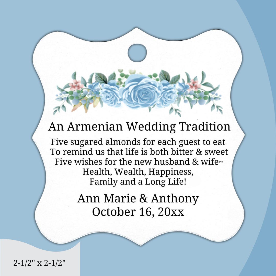 An Armenian Wedding Tradition Jordan Almonds Poem Blue Rose Floral 2.5 ...
