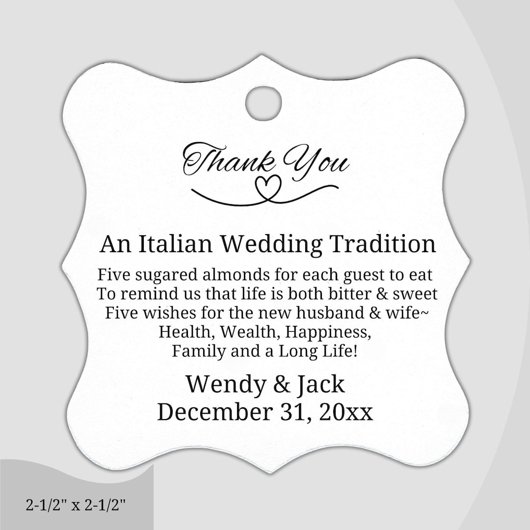 Italian Wedding Tradition Personalized Jordan Almonds Poem Thank You ...
