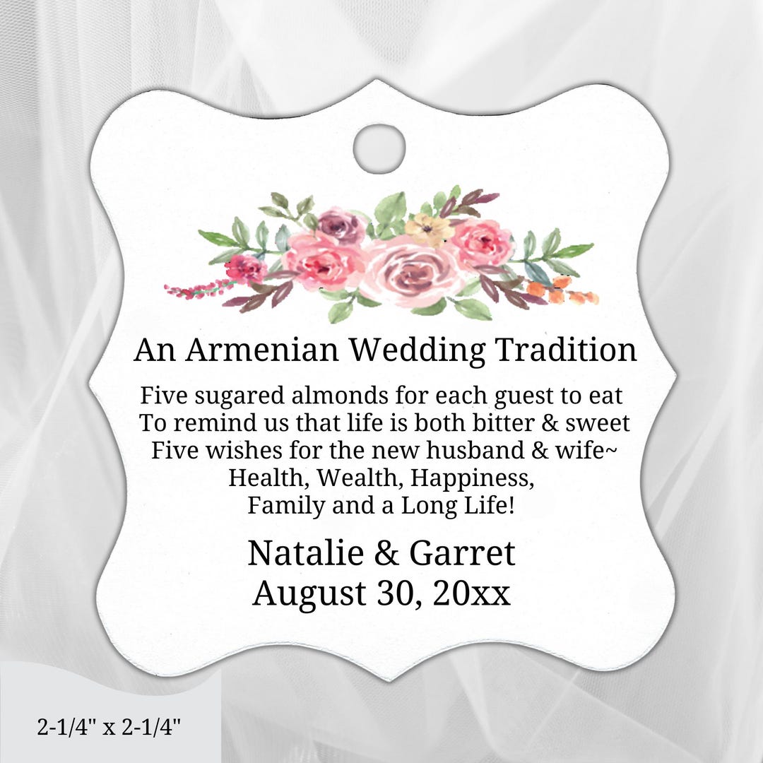 Armenian Tradition Personalized Jordan Almond Poem Pink Rose Bunch 2.25 ...