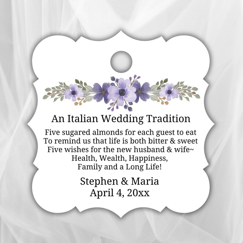 Personalized Jordan Almond Poem Wedding Bridal Shower Favor Tags ...