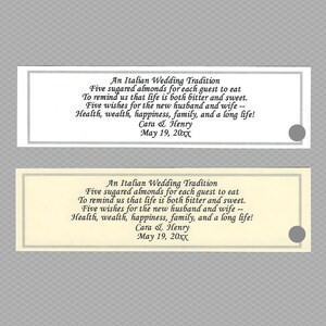 Jordan Almond Poem Favor Tag Wedding Bridal Shower Favors - Etsy