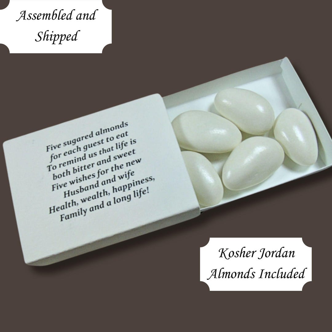 Jordan Almonds Matchbox Favors Jordan Almond Poem Traditional Wedding ...
