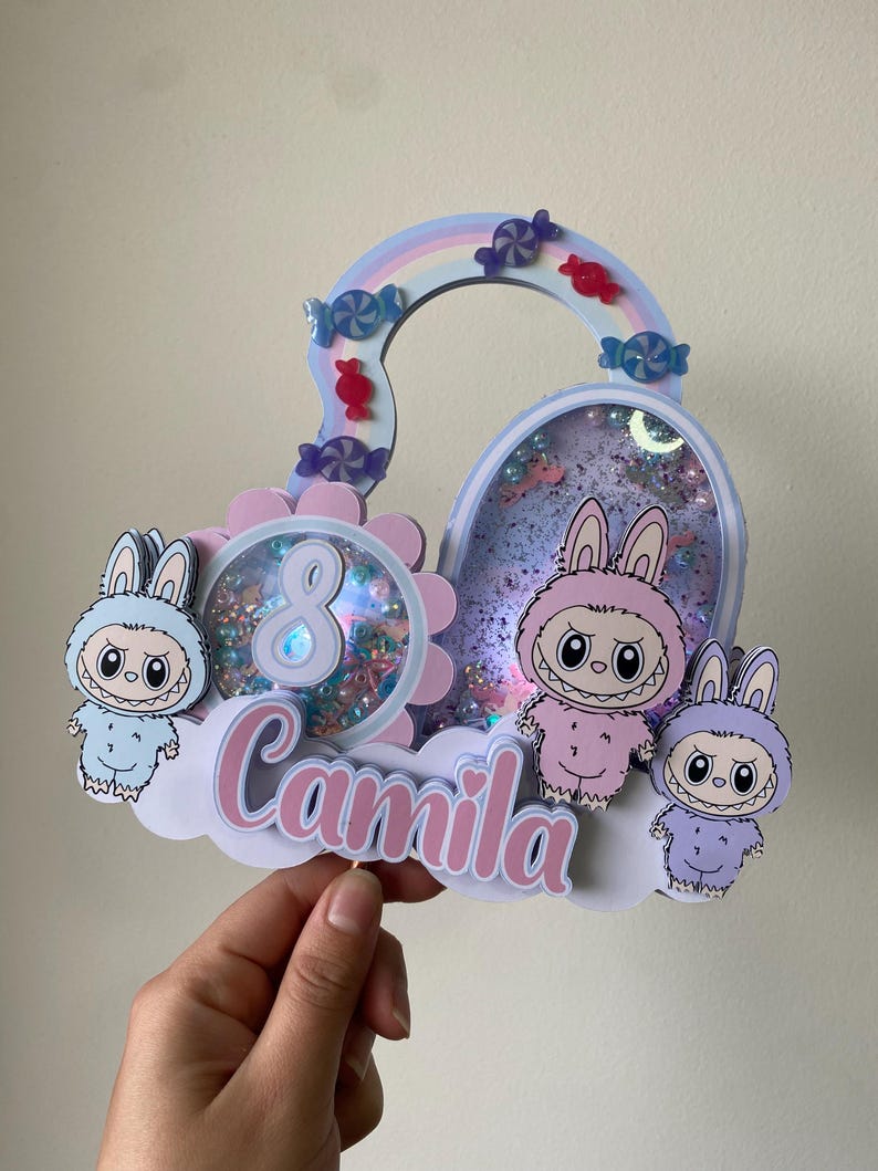 Labubu Shaker Cake Topper/labubu Birthday Cake Topper/cupcake Toppers ...