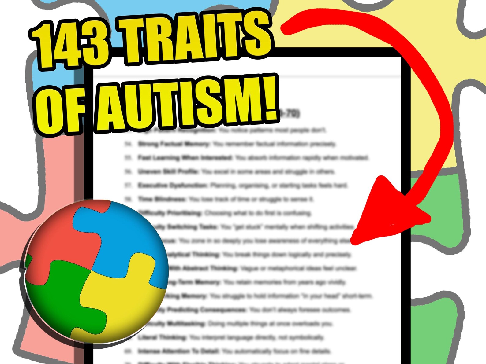 143 Autism Traits | Printable Reference Guide (PDF) - Etsy