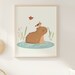 Cute Capybara With Birds Nursery Decor Poster Baby Room Decor Animal ...