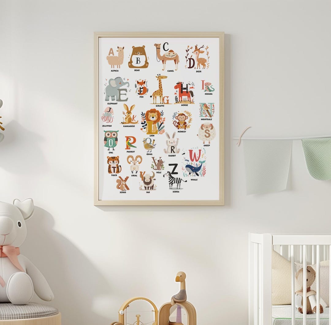 Animal Alphabet Poster, Nursery Wall Art, Toddler Learning Print ...