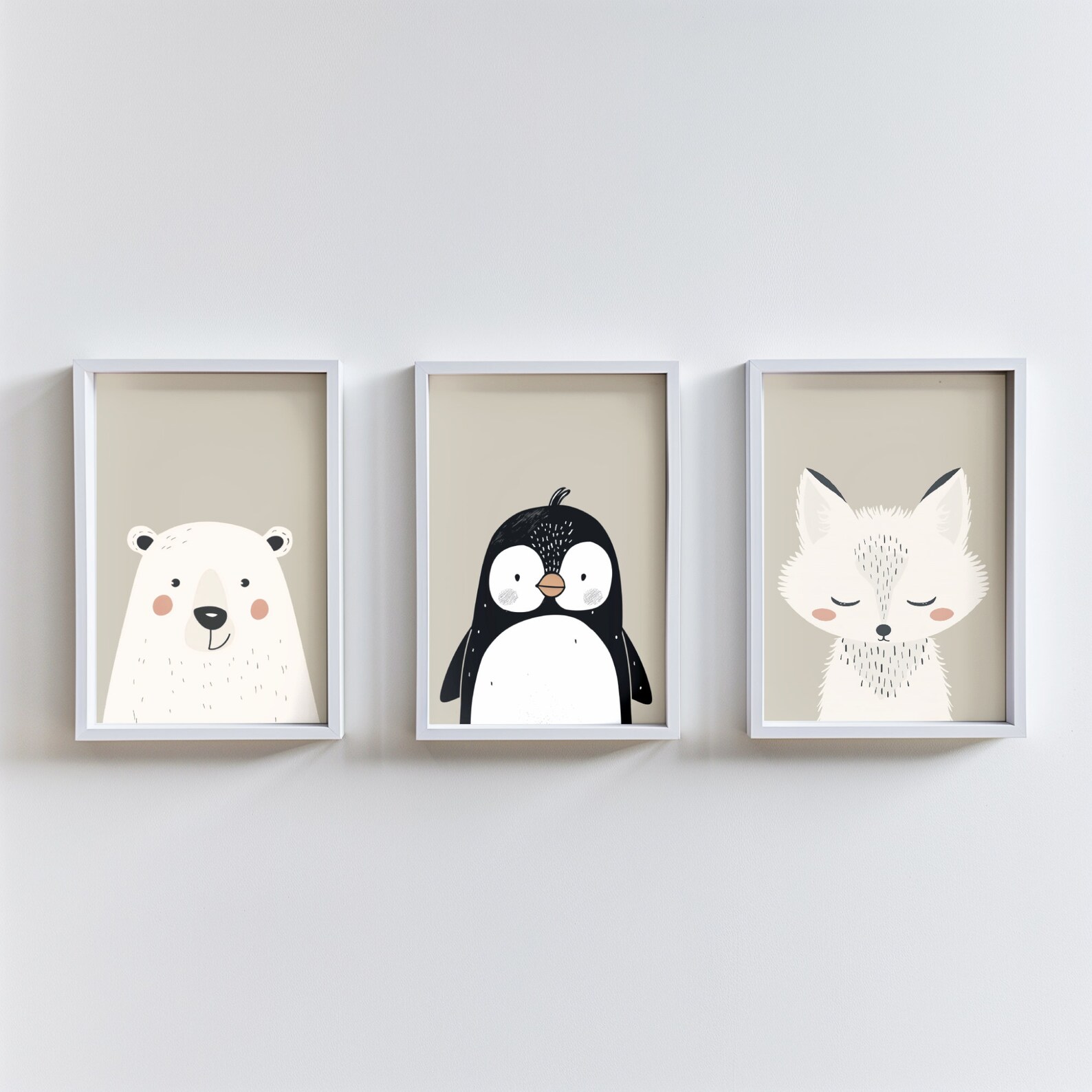 Arctic Animals Nursery Decor Set - Polar Bear, Fox, Penguin ,kids Room ...