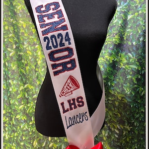 Wide Outline Text Senior Sash Cheer Dance Basketball Soccer Senior Sash ...