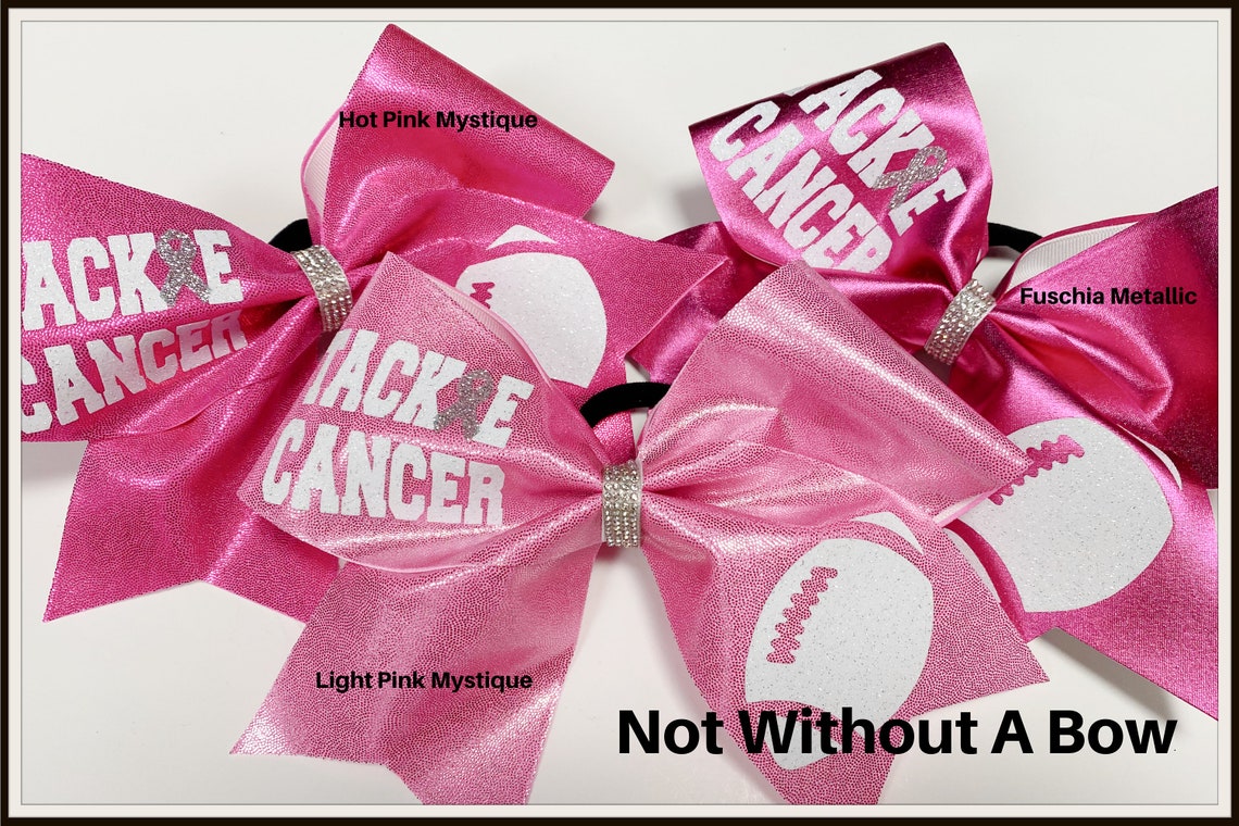 Pink Cheer Bow Tackle Cancer Football Cheer Bow October - Etsy