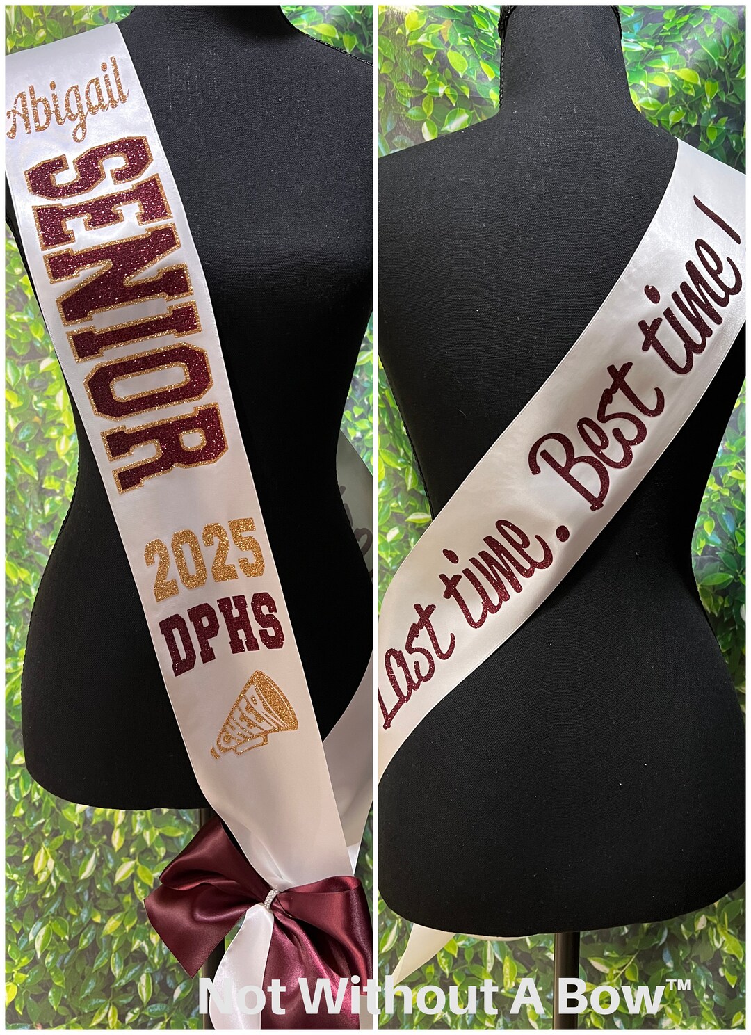 Wide Outline Text Senior Sash - Cheer Dance Basketball Soccer Senior ...