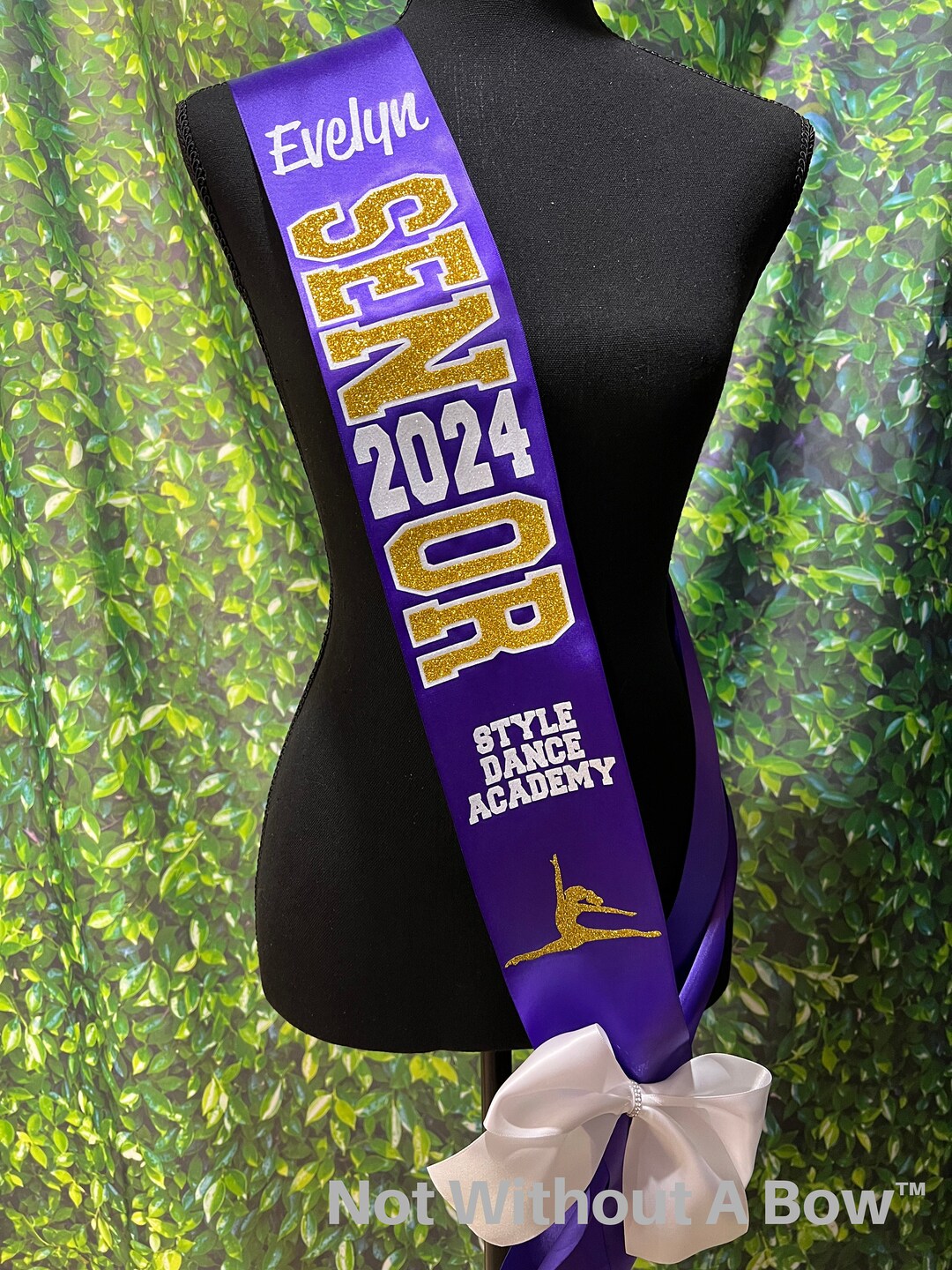 Wide Outline Text Senior Sash - Cheer Dance Senior Sash - Wide Sash ...