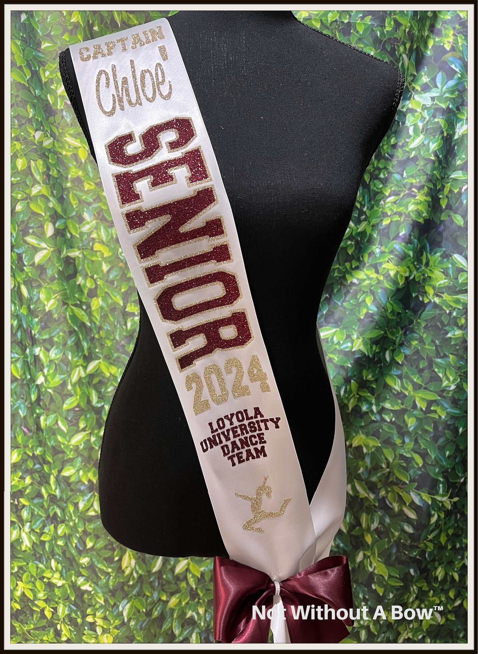 Wide Outline Text Senior Sash Cheerleading Dance Color Guard Soccer ...