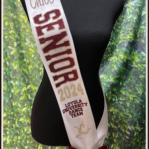 Wide Outline Text Senior Sash - Cheerleading Dance Color Guard Soccer ...
