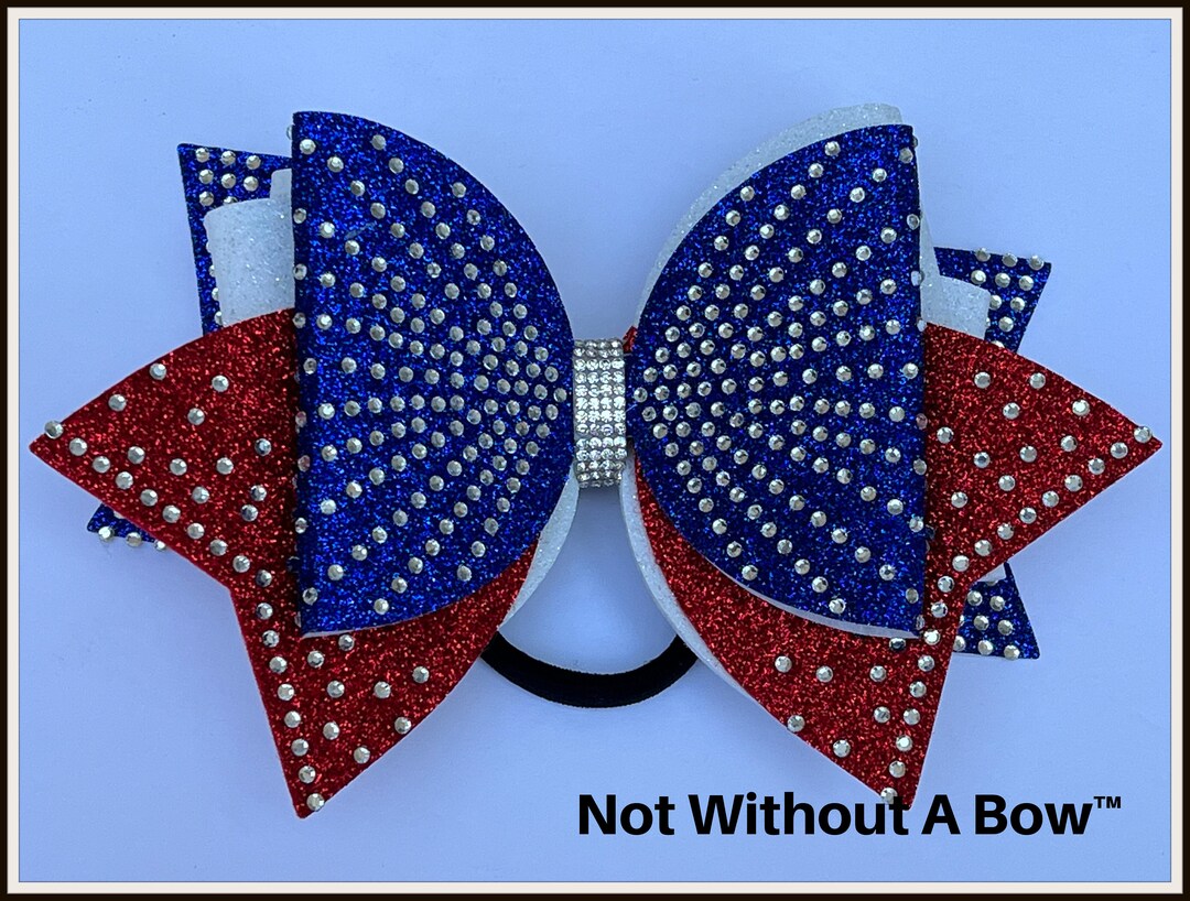 Large Rhinestone Burst Dolly Style Glitter Cheer Bow - Customize Colors ...