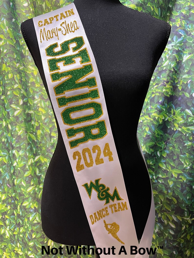 Wide Outline Text Senior Sash - Cheer Dance Basketball Soccer Pom ...