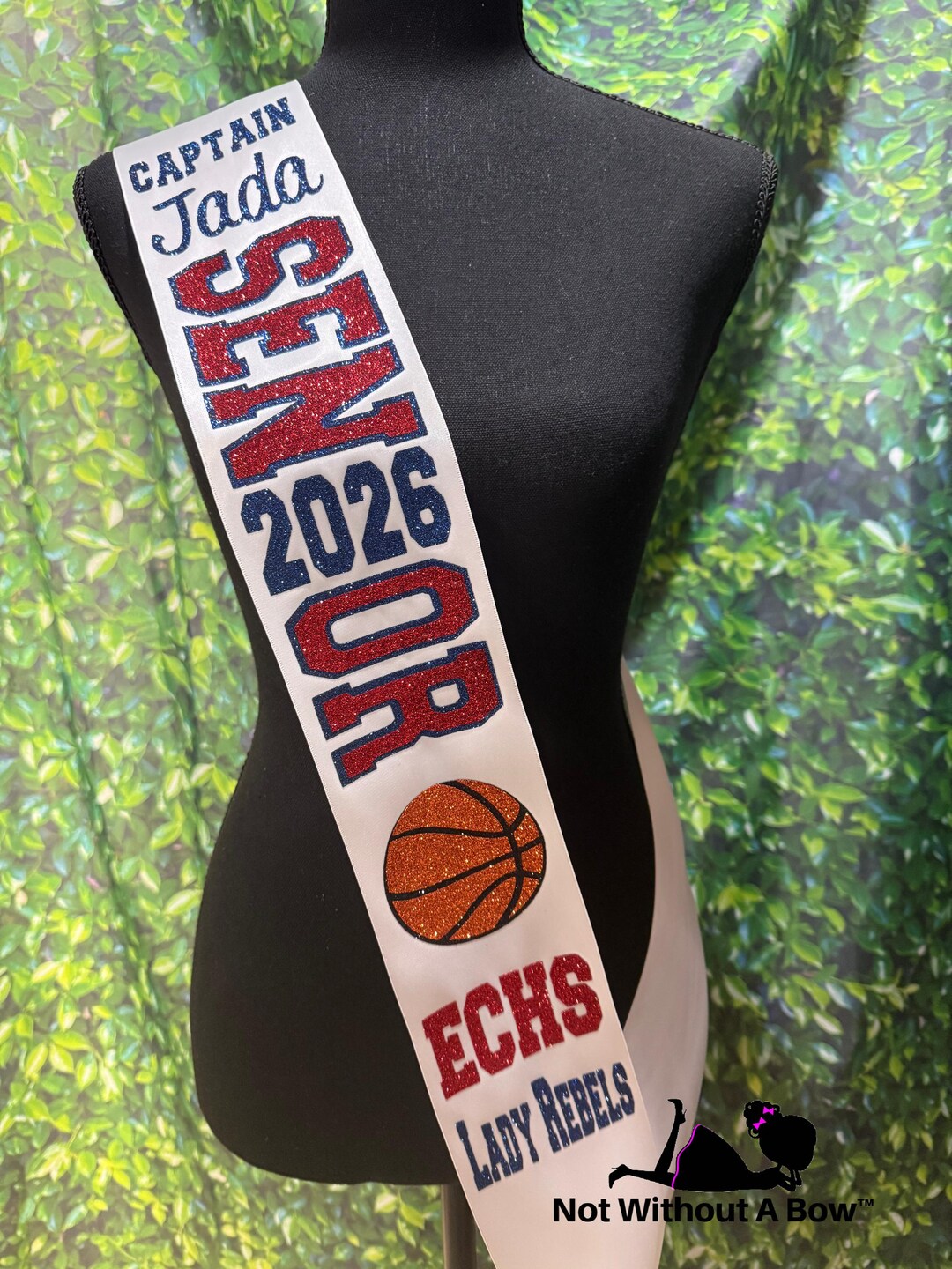 Wide Outline Text Senior Sash - Cheer Dance Basketball Soccer Senior ...