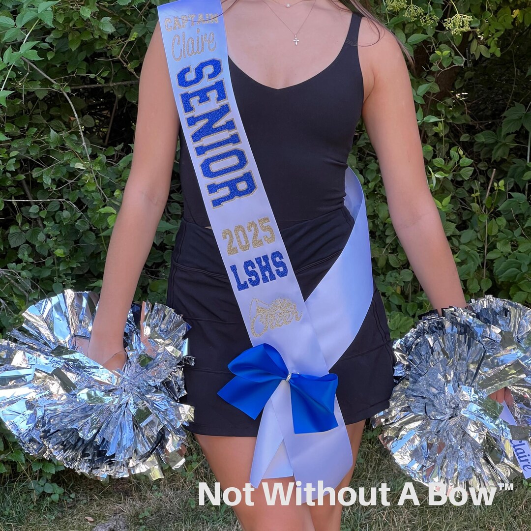 Wide Outline Text Senior Sash - Cheerleading Dance Color Guard Soccer ...