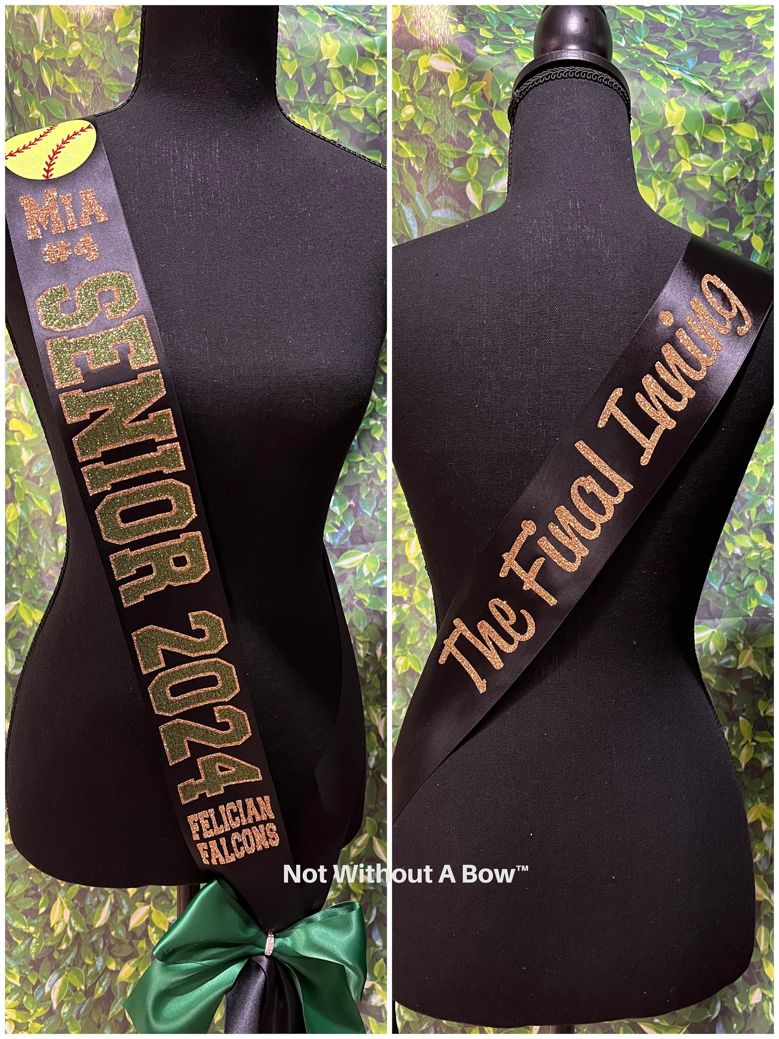Senior SOFTBALL Sash - Senior Sash | Outline Text | Optional Back Text ...