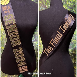 Senior SOFTBALL Sash - Senior Sash | Outline Text | Optional Back Text ...