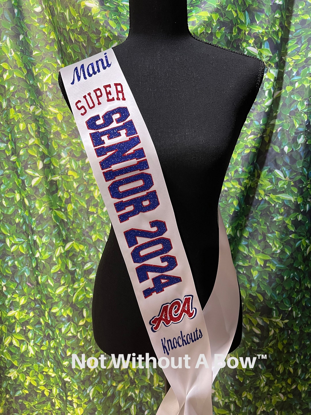 Wide Outline Text Super Senior Sash - Cheer Dance Basketball Soccer ...