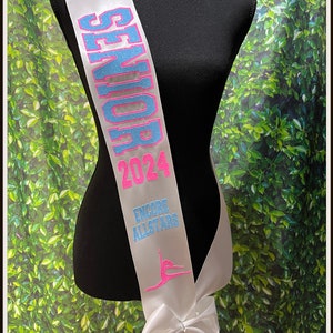 Wide Outline Text Senior Sash - Cheer Dance Basketball Soccer Senior ...