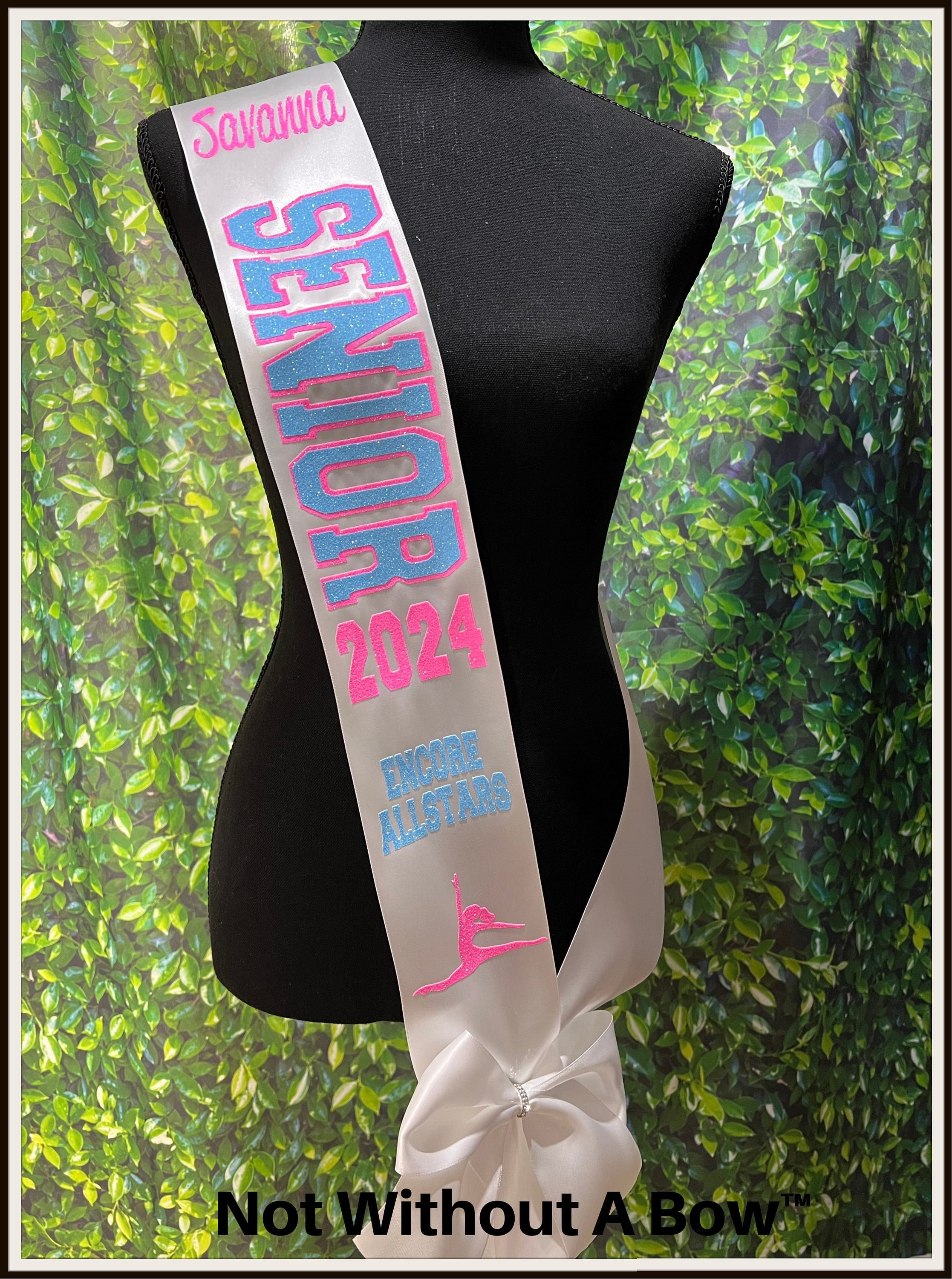 Wide Outline Text Senior Sash - Cheerleading Dance Color Guard Soccer ...
