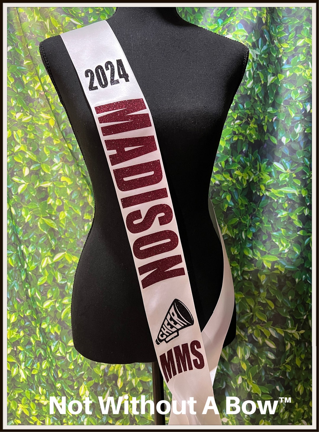 Megaphone Cheer NAME Sash - Senior Cheer Sash - Senior Night Sash ...