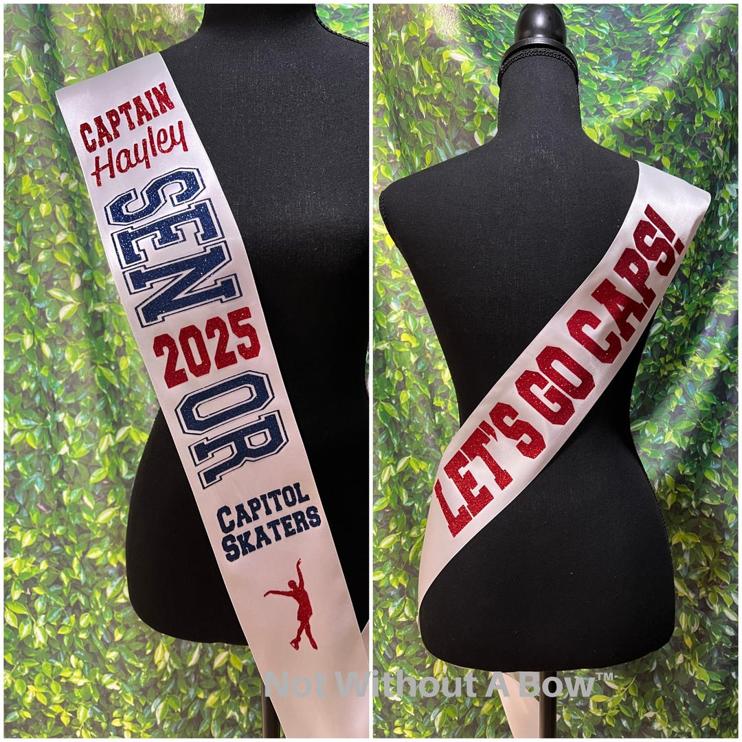 Figure Skating Senior Sash - Senior Night Sash - Wide Sash - Customize ...