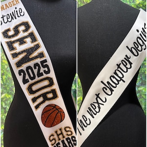 Wide Outline Text Senior Sash - Cheer Dance Basketball Soccer Senior ...