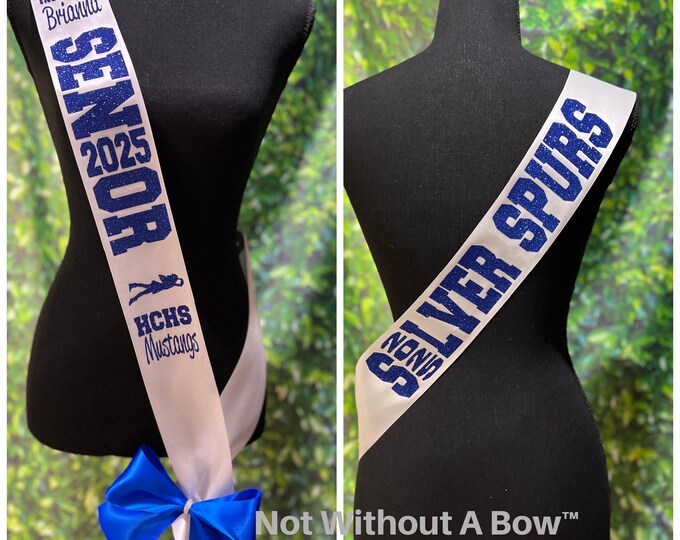 Drill Team Majorette Senior Sash - Customize Colors | Optional Pin Bow ...