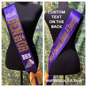 Senior Cheer Dance Pom Sash - Senior Night Sash - Custom Senior Sash ...