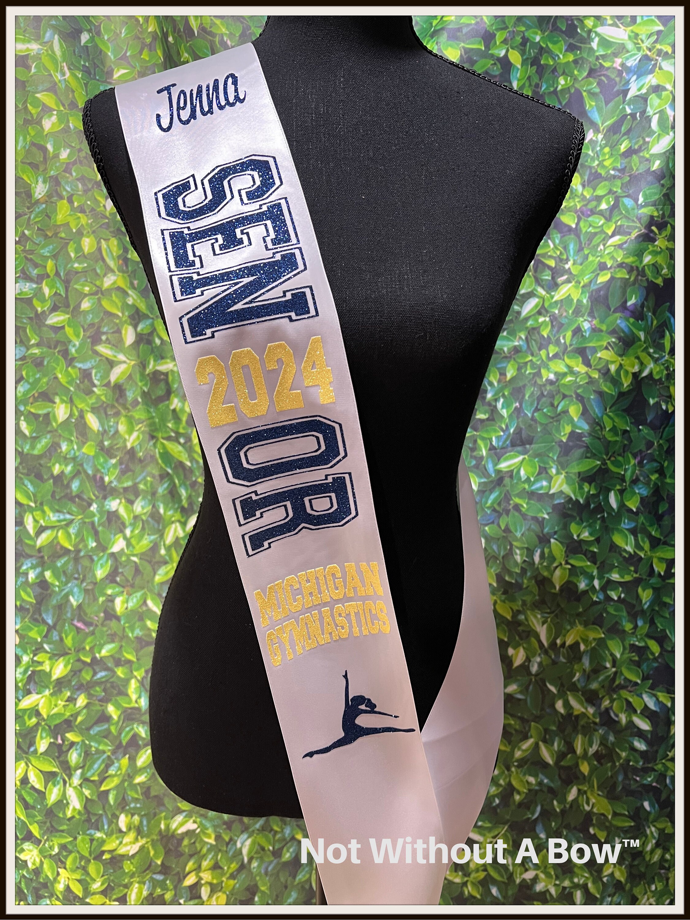 Wide Outline Text Senior Sash - Cheer Dance Basketball Soccer Senior ...
