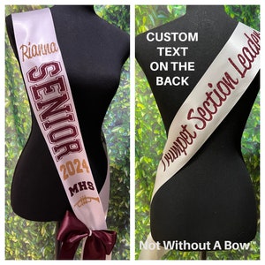 Senior Cheer Dance Pom Sash - Senior Night Sash - Custom Senior Sash ...